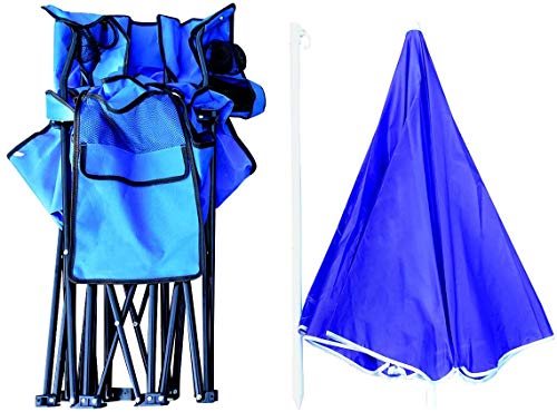 ReunionG Double Portable Camping Chairs, Blue 60D x 20.5W x 35H Inch