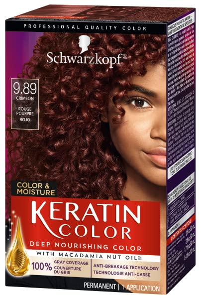 Schwarzkopf Keratin Color, Color & Moisture Permanent Hair Color Cream, 9.89 Crimson