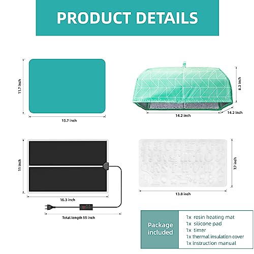 ISTOYO Resin Heating Mat, Resin Molds Heating Pad, Resin Curing Machine, Epoxy Resin Dryer with Time Adjustment Function for Epoxy Molds, Resin Supplies, Silicone Molds