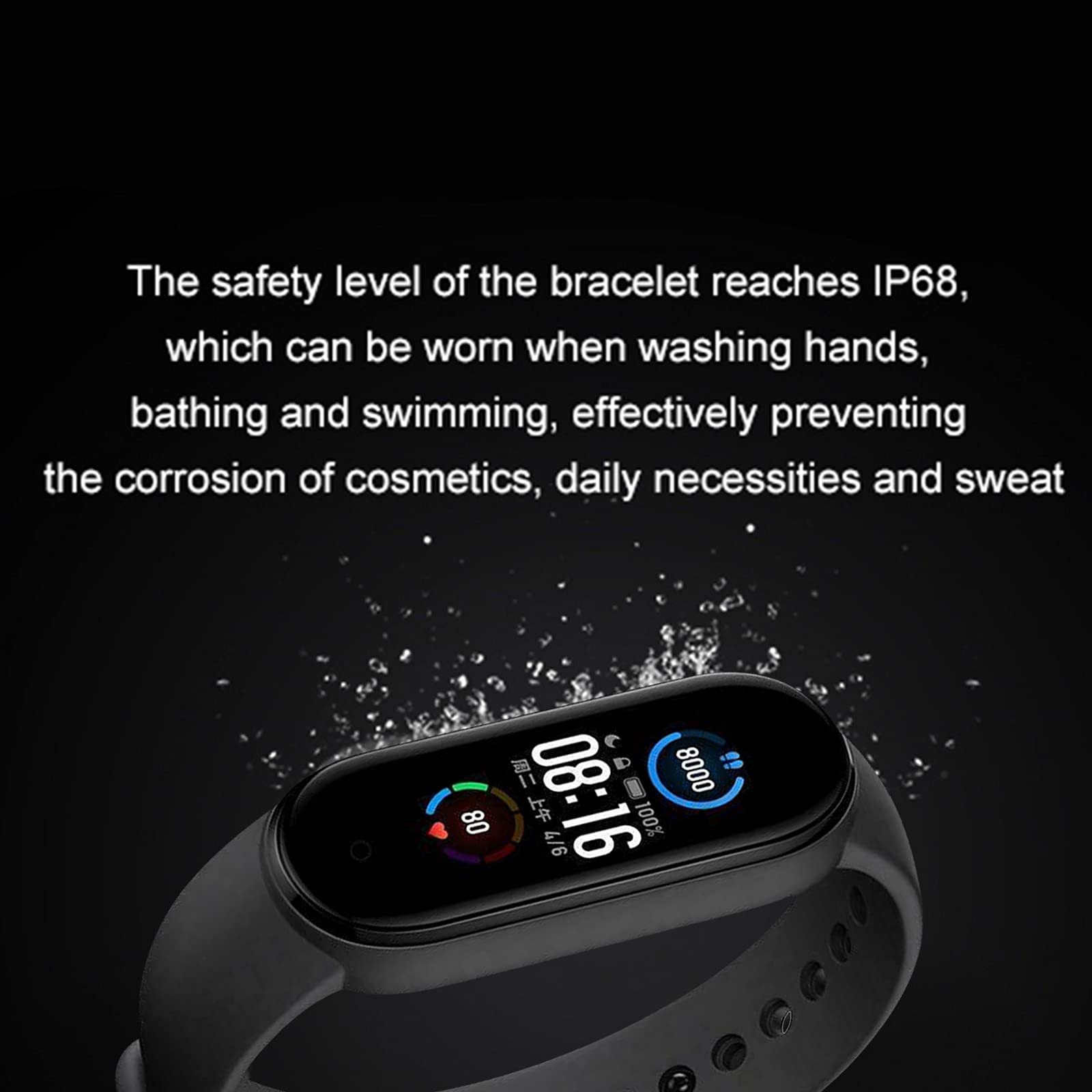 Smart Watch, Fitness Tracker for Men Women, Bracelet Band with 24 Hour Body Temperature Waterproof smartwatch for iOS Android Phones (Black)