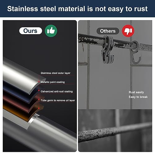 Shower curtain rod,Black shower curtain rods No Drilling Expandable Spring Loaded Curtain Tension Rod Adjustable 43 to 73 inch doesn't rust