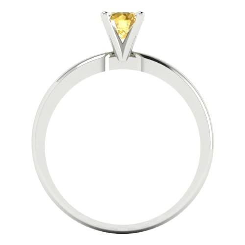 Clara Pucci 0.50ct Round Cut Solitaire Yellow Simulated Diamond Engagement Bridal Promise Anniversary Ring in 18K White Gold Size 9.25