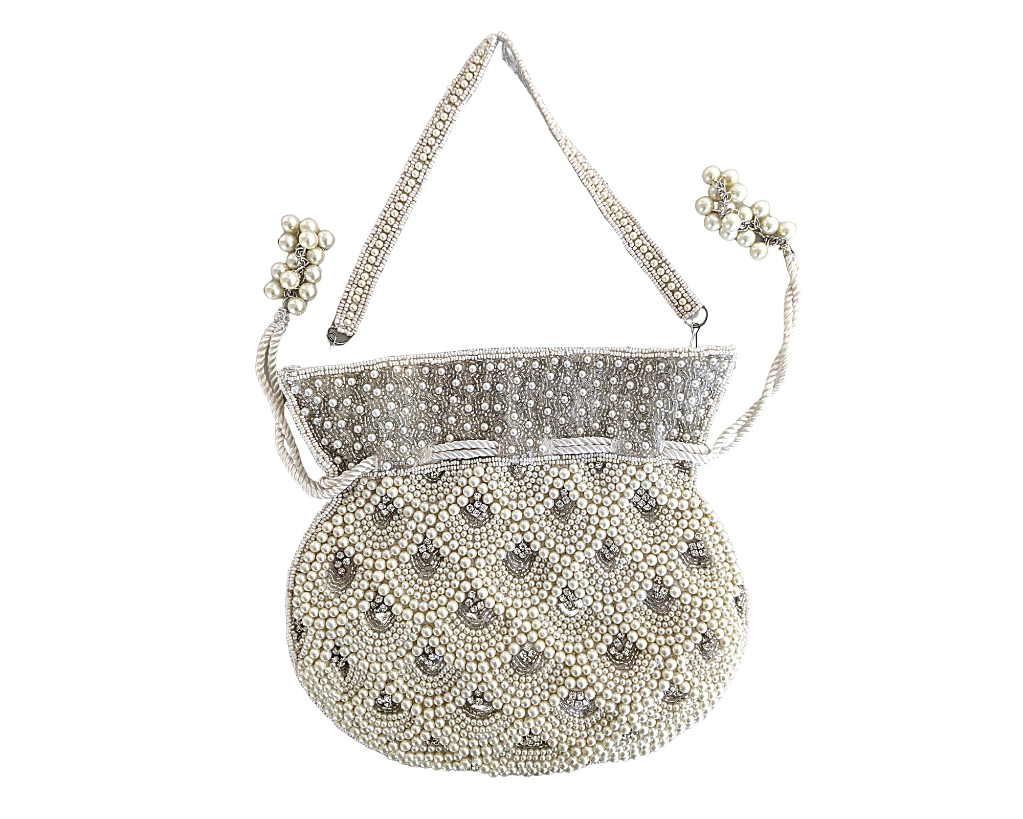 CRAFT BAZAAR Handmade Potli Bags For Women, Beaded Drawstring Purse, Evening Clutches For Wedding And Party, Wristlet Purses For Women