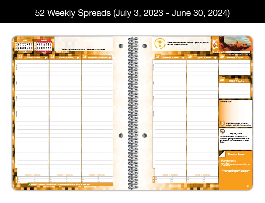 Dated Middle High School Student Planner 2023-2024 Academic School Year, Medium (6.75" by 9") Matrix Style Datebook with Boulder Cover