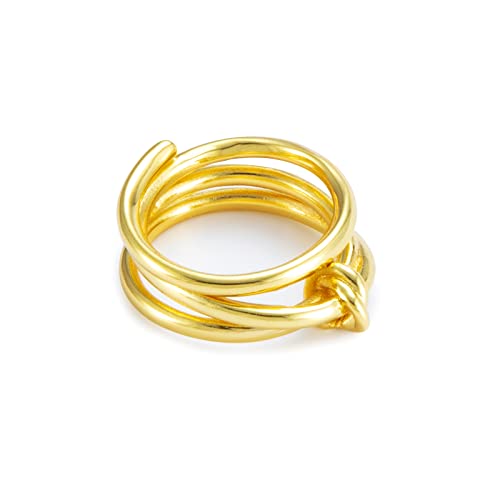 CNLPRE 18K Gold Plated and 925 Silver Plated Rings for Women Minimalist Statement Ring with Stacking Wire Kink Design Only One Size