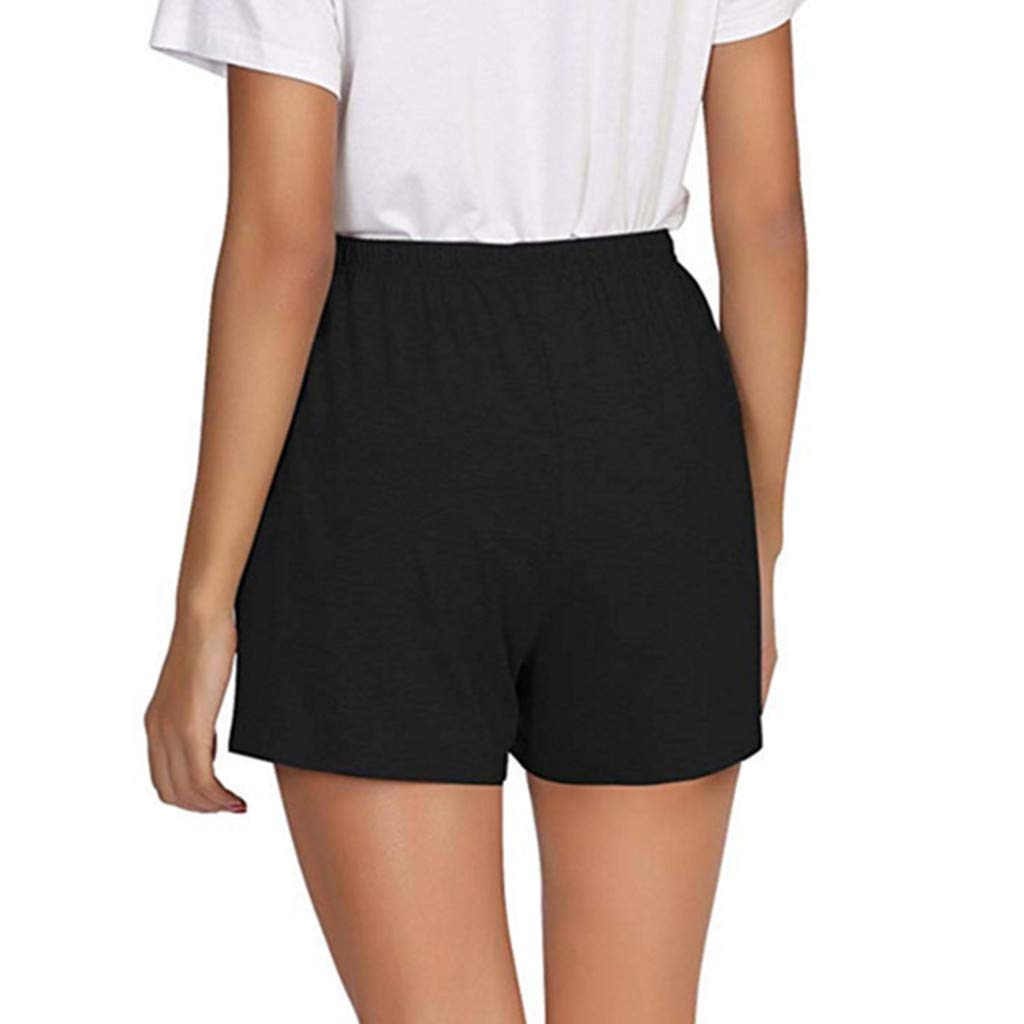 Shakumy Women Plain Elastic Waist Workout Yoga Shorts Casual Summer Bowknot Plus Size Running Athletic Shorts Hot Pants