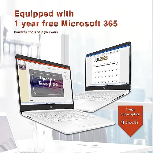 HP Stream 14" HD Thin and Light Laptop, Intel Celeron N4120, 16GB RAM, 64GB eMMC Storage, Long Battery Life, HD Webcam, HDMI, White, Office 365 1-Year, Windows 11 S, 128GB Cuertns MicroSD