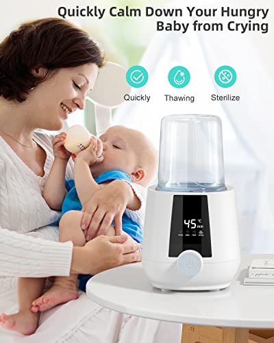 Tizwis Baby Bottle Warmer for Breastmilk or Formula, Fast Baby Milk Warmer with Timer, Smart Temperature Control, Multifunctional Bottle Warmers with Defrost, Thaw, Keep, Heat Baby Food Jars Function