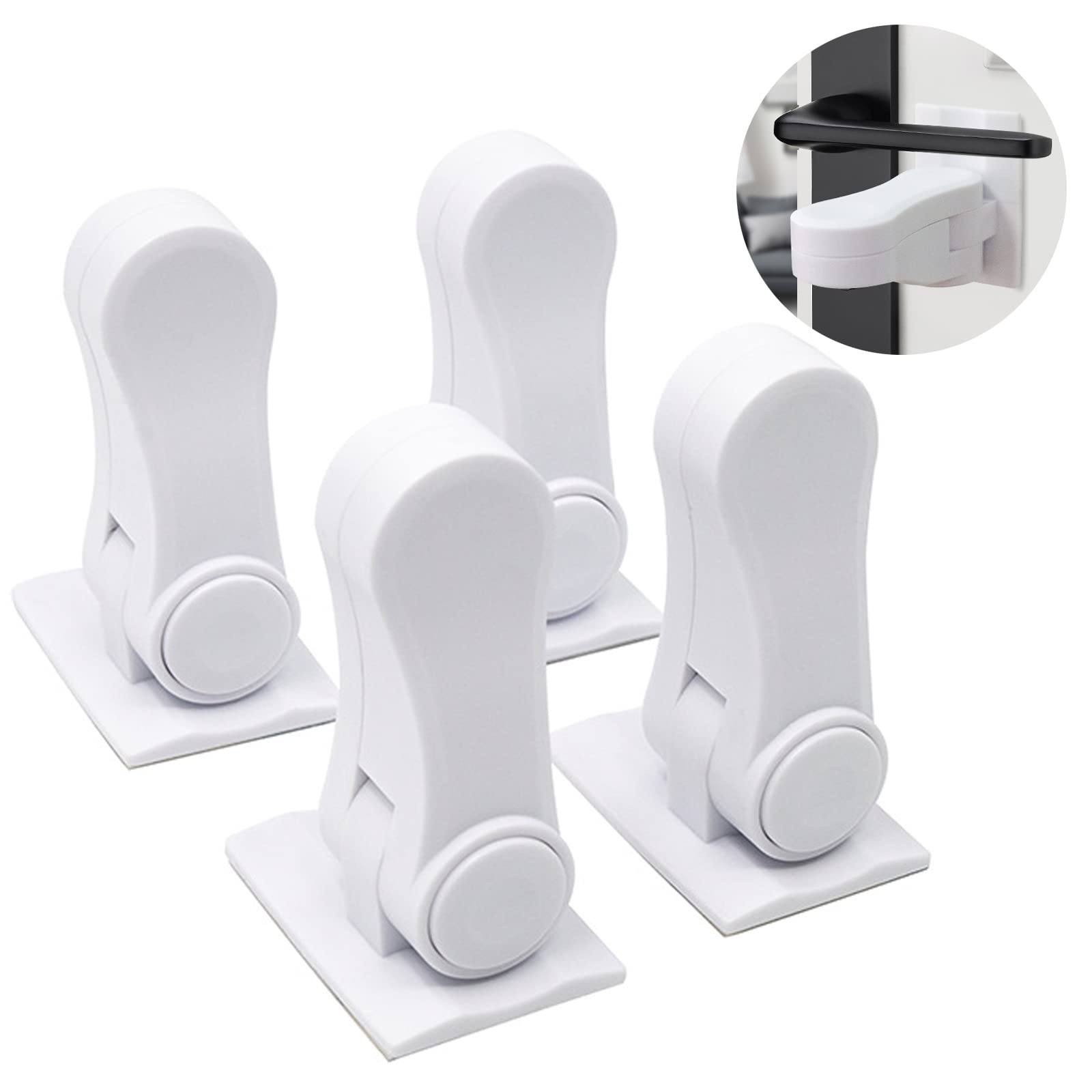Platinray Door Knob Handle Child Proof,3M Adhesive Door Lever Lock Child Proof for Kids&Pets, Non-Destructive Removal Child Locks for Door, Faucet, and Cabinets