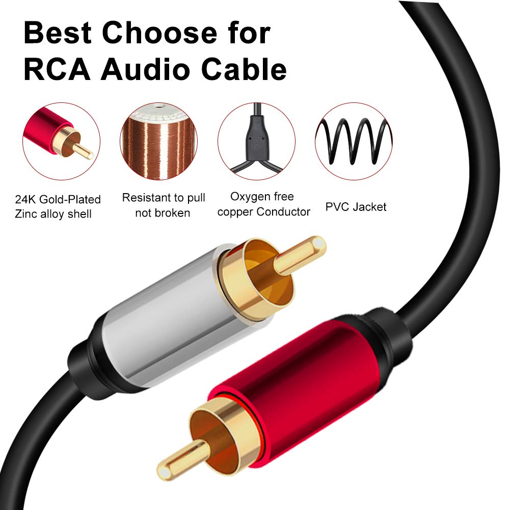 Yeung Qee XLR Male to 2RCA Male Y Splitter Patch Cable, 1 XLR Male 3 Pin to Dual RCA Male Plug Stereo Audio Cable Connector,for Microphone Mixing Console Amplifier。 (XLR Male to 2RCA,5ft/1.5m)