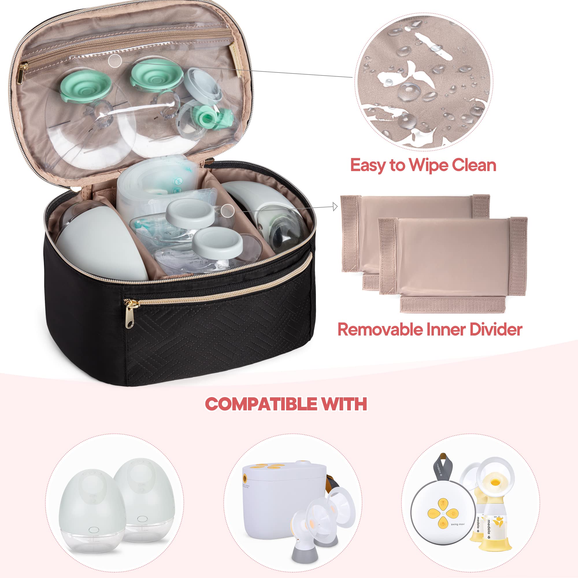 Fasrom Wearable Breast Pump Bag Bundle with Insulated Baby Bottle Cooler Bag with Ice Pack Fits 4 Large Baby Bottles up to 9 Ounce