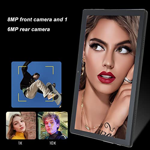 DAUERHAFT 10.1 Inch Tablet, Octa Core CPU Gaming Tablet, 8GB RAM 256GB ROM 1960x1080 Resolution, 8MP 16MP Camera 4G LTE Gaming Tablet for Office Travel 100‑240V(Black)