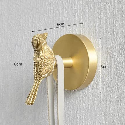 HwrtYeg Bird Shape Hooks 1 Pcs Brass Hooks Wall Brushed Gold Towel Robe HooksNo Drill for Bathroom Kitchen Hanging Key Hat Coat Hooks SUS304 Stainless Steel Brushed Brass Hooks