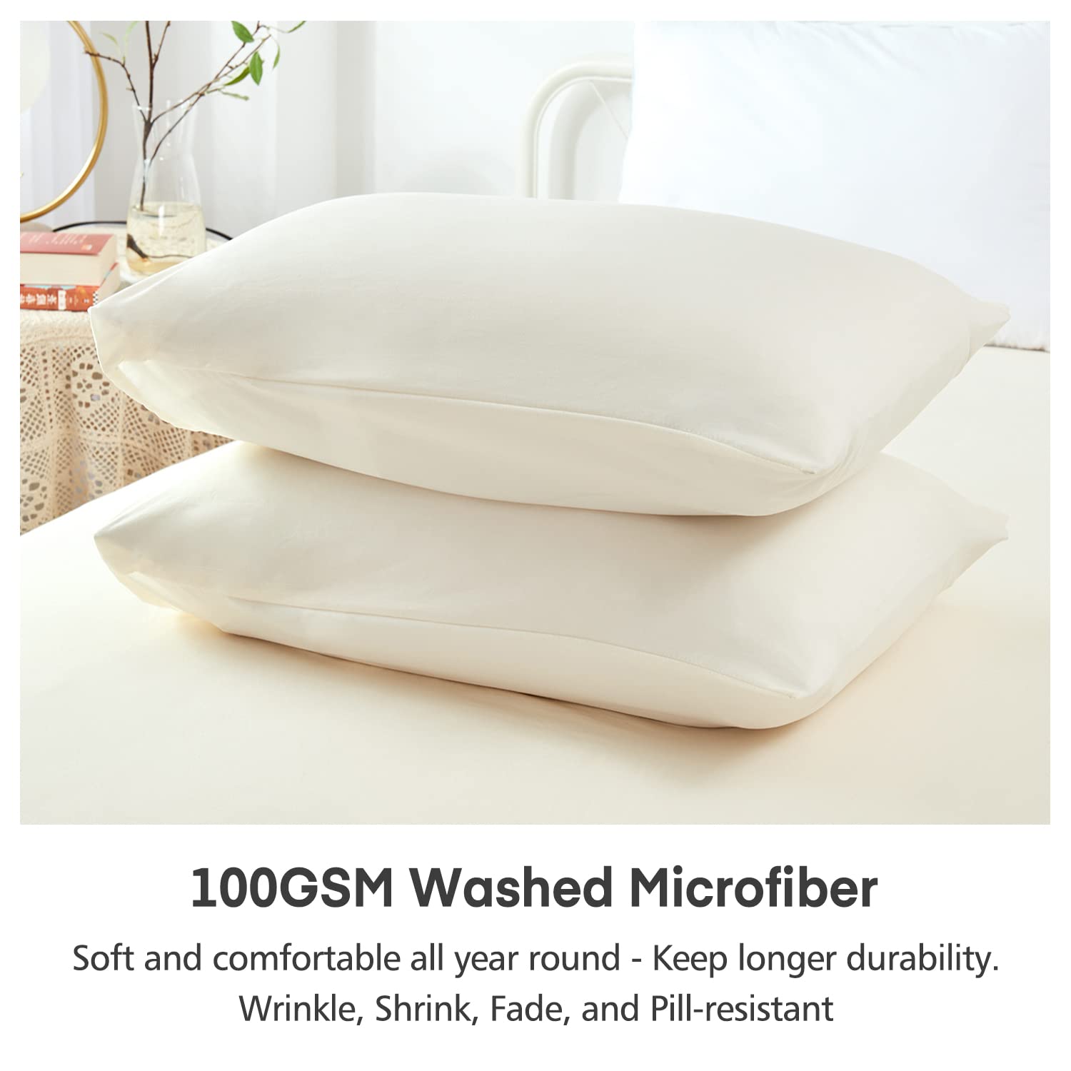 JML Duvet Cover , Ultra Soft 100% Washed Microfiber 3 Pieces Bedding Duvet Cover Set and Breathable Solid Color Duvet Cover Set