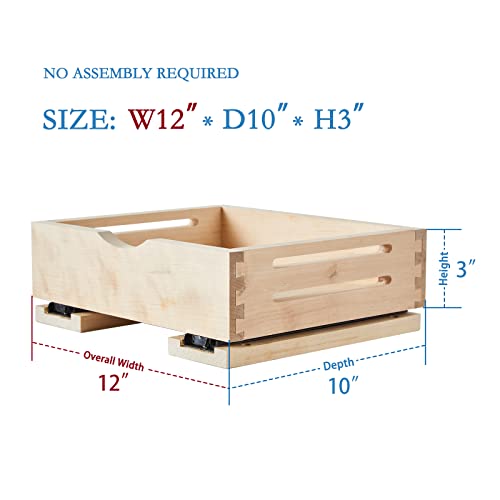 LuxursKingQYW Fully Assembled Drawer Wood Pull Out Tray Drawer Box Kitchen Cabinet Organizer, Cabinet Slide Out Shelve, Wooden Pull-Out Shelf(12" W×10" D×3" H)
