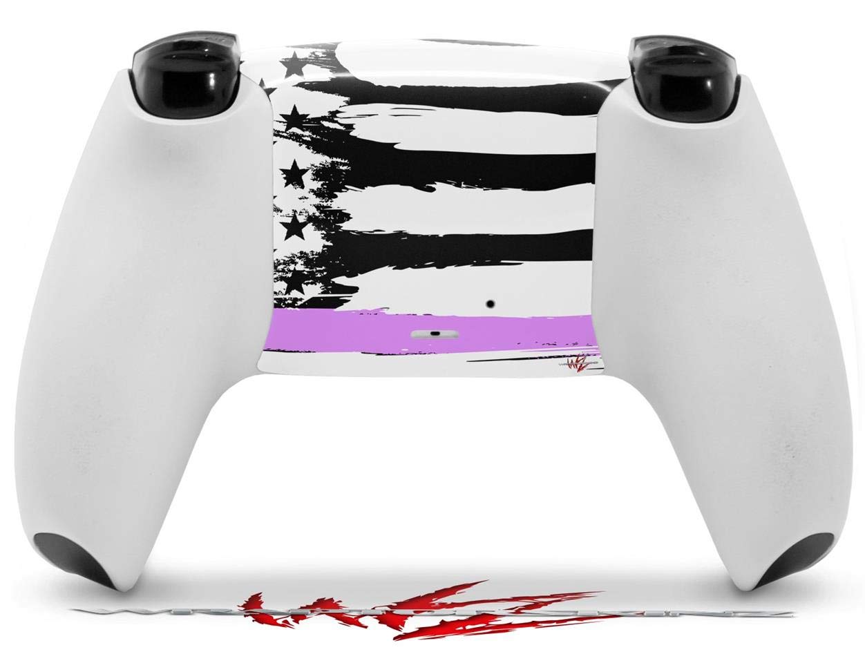 WraptorSkinz Skin Wrap compatible with Sony PS5 DualSense Controller Brushed USA American Flag Pink Line (CONTROLLER NOT INCLUDED)