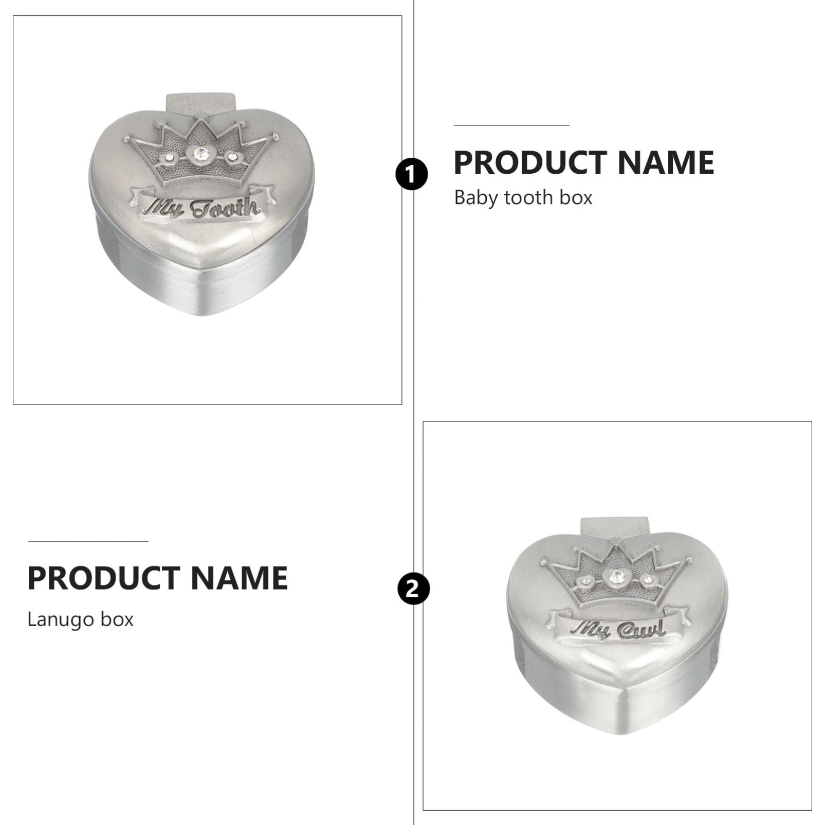 DOITOOL 2Pcs Kids First Curl and Fairy Tooth Keepsake Box Alloy Baby Tooth Box Baby First Haircut Keepsake First Tooth Storage Box Baby Keepsake Box for Tooth Hair Holder Silver