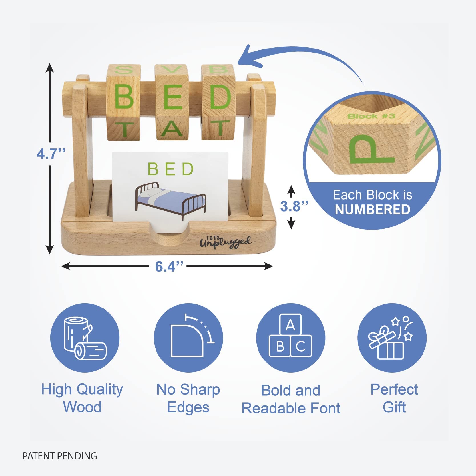 Real Wood Spin and Read Montessori Phonetic Reading Blocks Combines Spelling Blocks with Phonics flashcards for a Frustration Free Spelling for Kids and Beginner CVC Reading