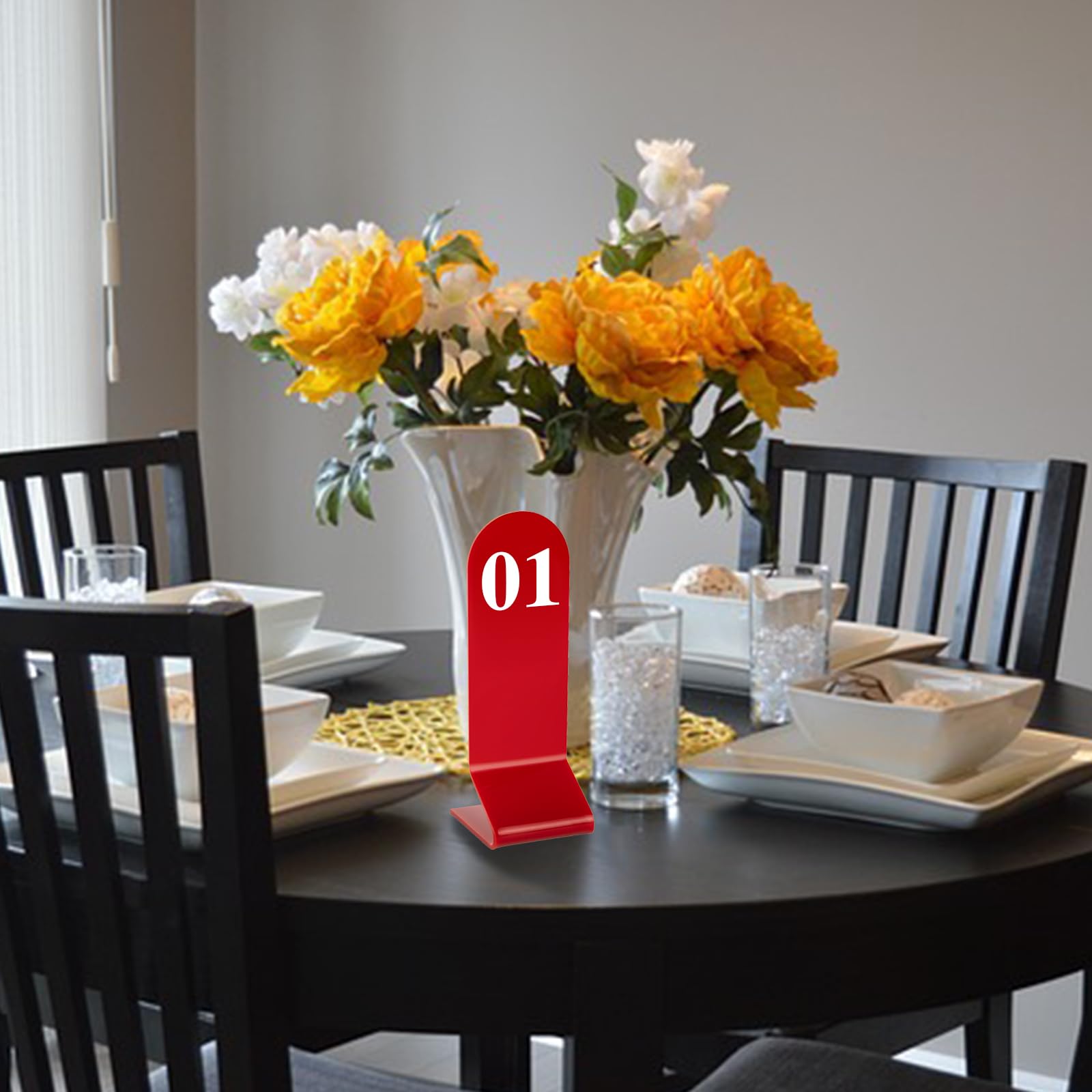 Muka Set of 10 Acrylic Double Sided Table Numbers, Number Signs for Wedding Restaurant Banquet-Red-Number 1to10