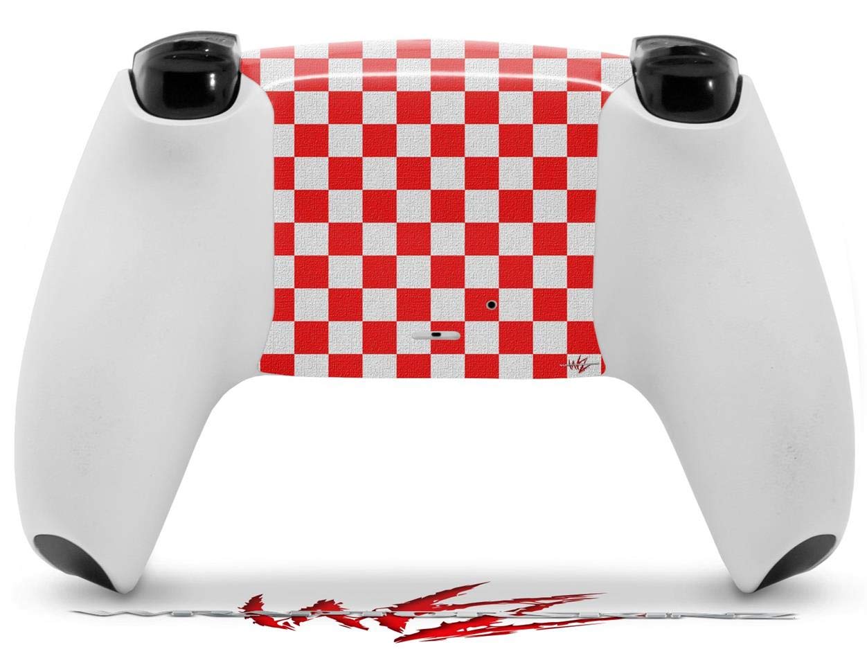 WraptorSkinz Skin Wrap compatible with Sony PS5 DualSense Controller Checkered Canvas Red and White (CONTROLLER NOT INCLUDED)