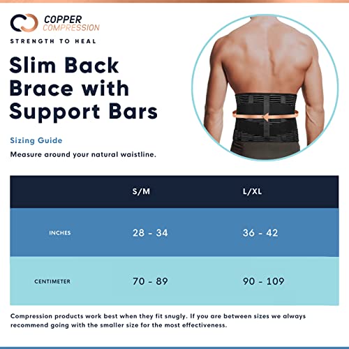 Copper Compression Back Brace - Copper Infused Support Belt Wrap for Lumbar/Lower Back Pain Relief, Sciatica, Pain - Exercise & Muscle Strain Recovery - Adjustable - Fits Men & Women - L/XL