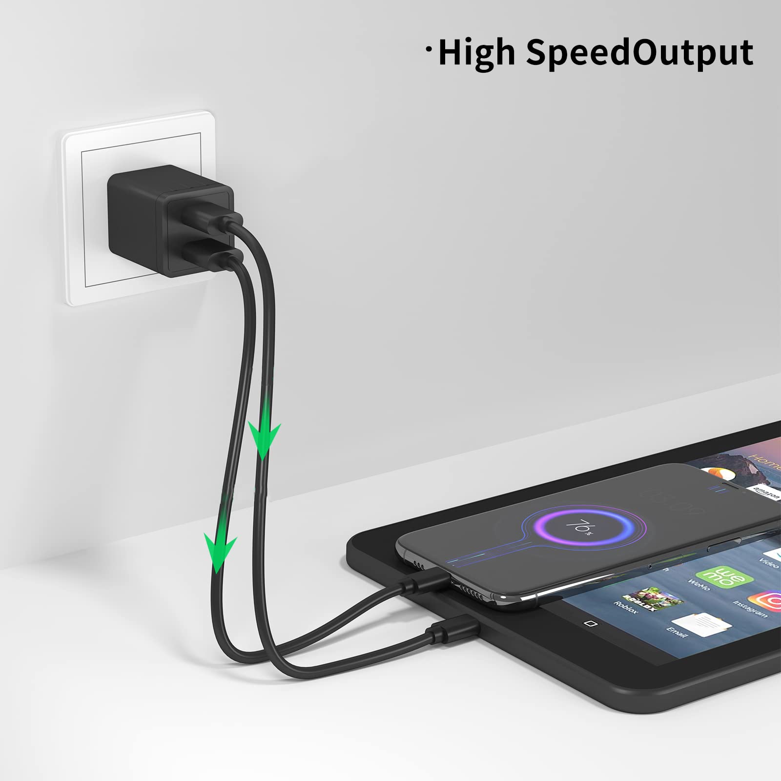 Fast Charger with 3Ft Micro-USB and Type C Cable Fit for Amazon Kindle Fire 7 HD 8 10 Tablet, Fire HD 8 10 Plus,Kids Edition,Kindle Fire HD HDX 7β 8.9β
