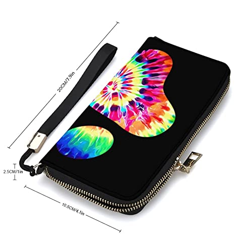 FunnyStar Tie Dye Animal Paw Print Women's Long RFID Hand Wallet Wristlet Clutch Purse PU Leather Handbag with Wrist Strap