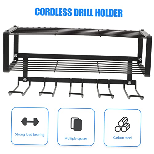 IMIKEYA Electric Drill Storage Rack Electric Tool Electrical Tools Garage Organizer Heavy Duty Shelves Power Screwdriver Cordless Power Tools Cordless Drills Drill Rack Carbon Steel Black