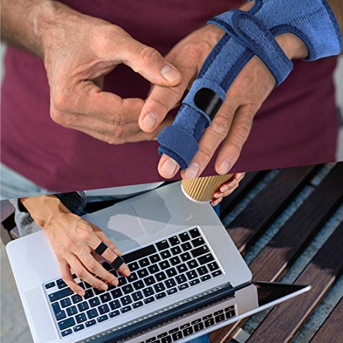 Chanmee New Navy Blue Fingers with Steel Finger Corrector Adjustable Aluminium Finger Splint Hand Support Recovery Brace Protection Injury Aid Tools