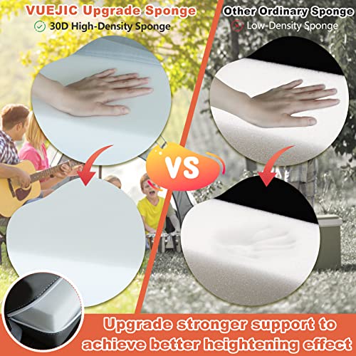 Toddler Booster Seat for Dining Table, VUEJIC Kids Waterproof Booster Seat, Double Safer Adjustable Straps&Non-Slip Bottom, Portable Travel Chair Cushion (Dark Grey)