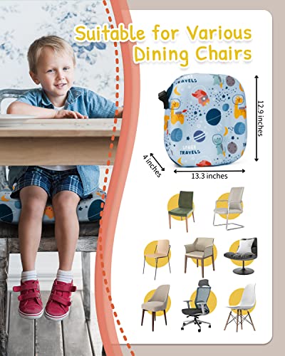 Toddler Booster Seat for Dining Table, 4 inch Ergonomic Design Dining Chair Heightening Cushion Portable Dismountable Eating, Washable Kids Toddler Booster Cushion, Adjustable Elasticity Straps(Space)