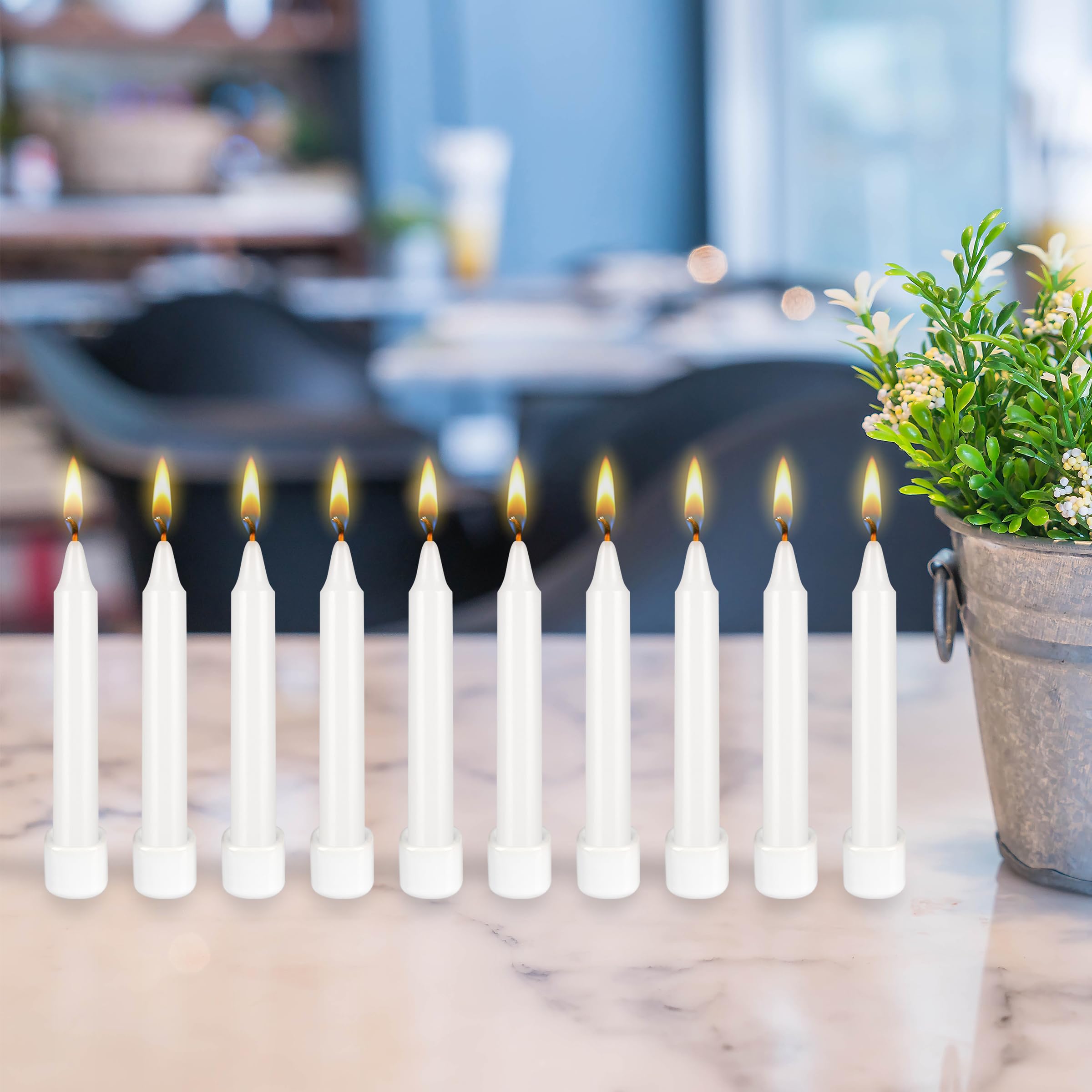 Mega Candles 10 pcs Unscented White 5 Inch Taper Candles, Multi Purpose, Household General Usage, Emergency Lighting, Church, Prayer Vigils, Religious Ceremonies