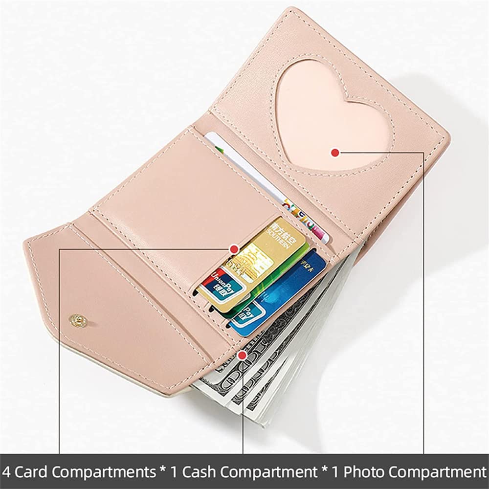 EQUITARE Cute Wallet, Leather Pocket Wallet Ladies Mini Purse with ID Window for Women Girls