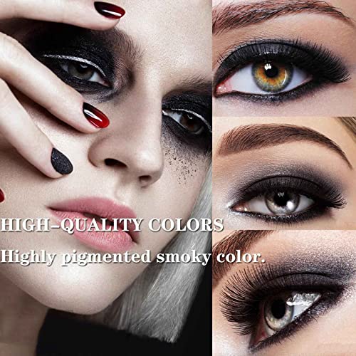 Daeuwiutr Black Grey Silver Smokey Glitter Eyeshadow Palette Cool Tone Highly Pigmented Eye Shadow Palette 9 Colors Matte Hypoallergenic Waterproof Eye Shadow Palette( Black Gray Silver #7)