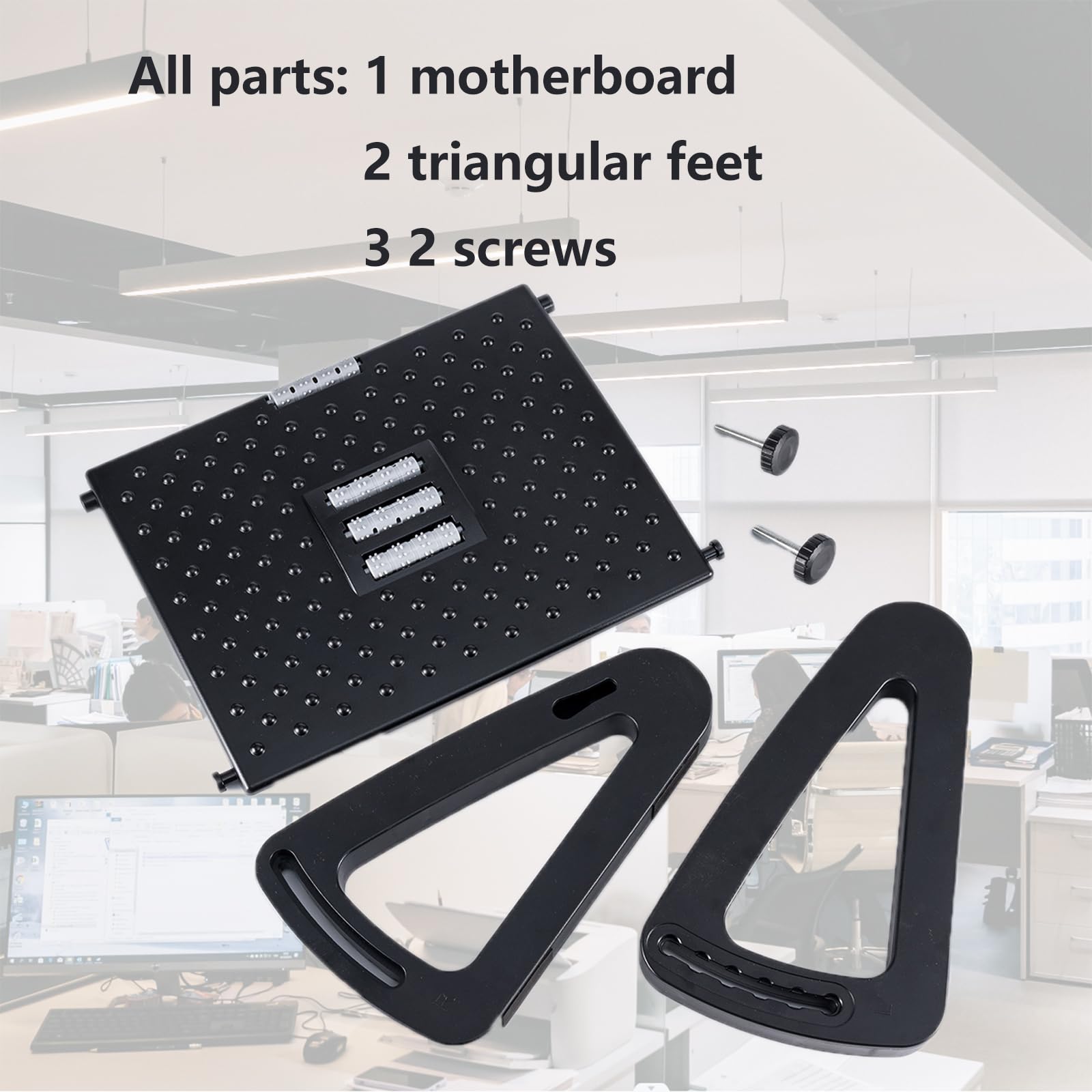 DISFAT Foot Rest Under Desk, Ergonomic 6-Height Adjustable footrest with Massage Rollers Portable Under Desk Foot Stool for Home,Office, Black