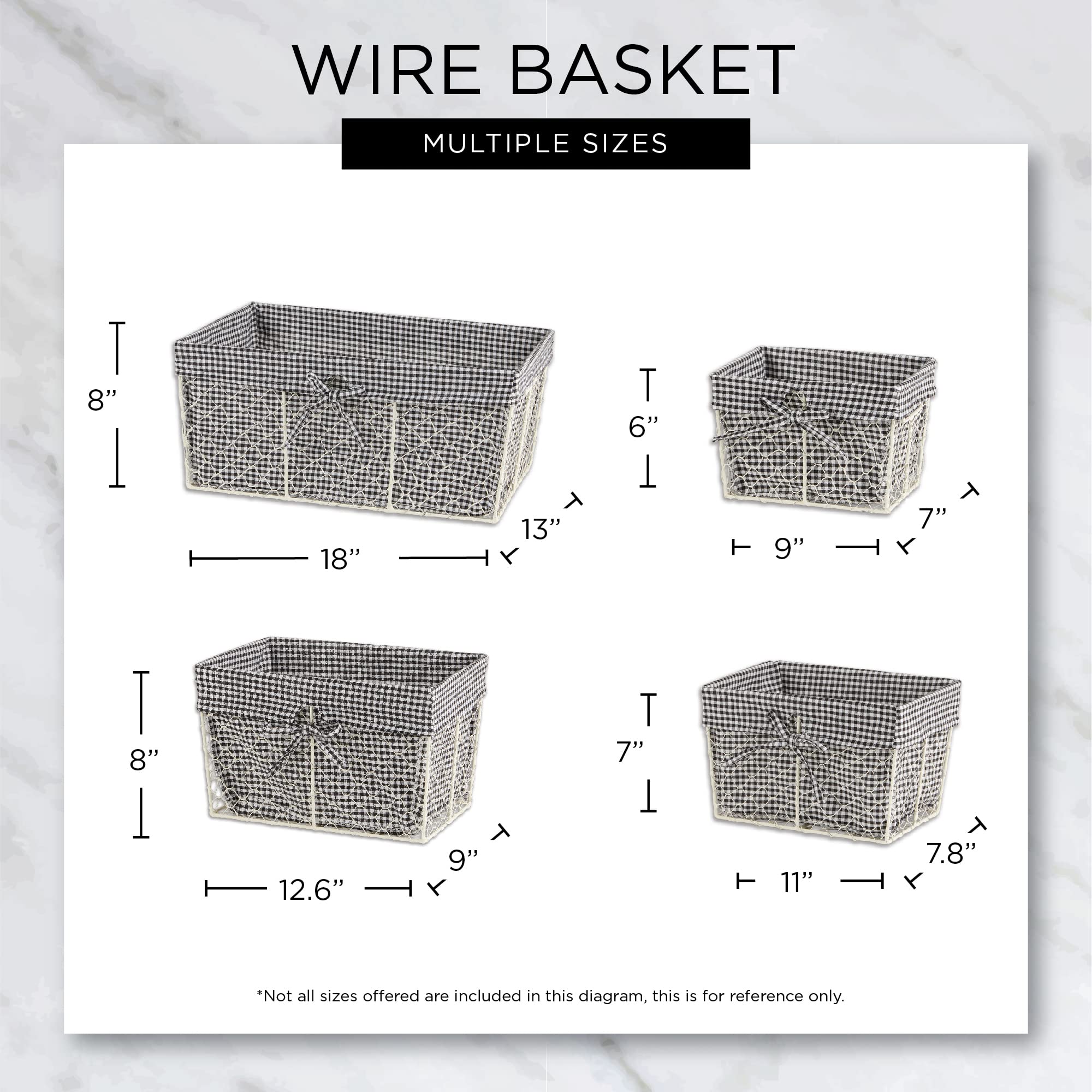 DII Farmhouse Chicken Wire Egg Basket, Storage Baskets with Liner, Denim, 16x12x7.88"