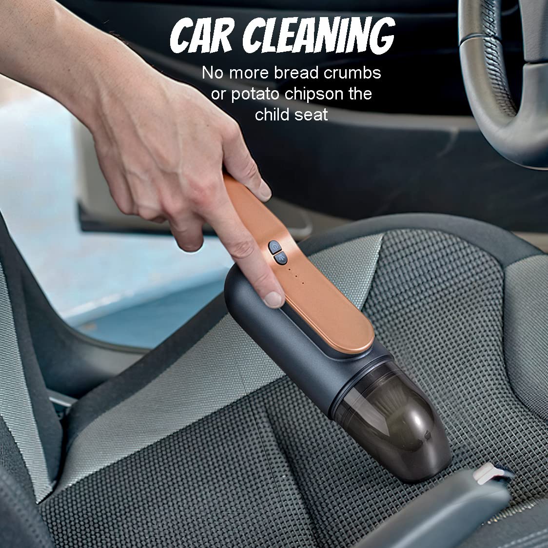Tkkfipa Handheld Vacuum Cleaner Cordless - Vacuuming Home Dust Rechargeable High Power, Mini Vacuum Cleaners Lightweight Pet Hair Small Vac Buster for Vehicle Kitchen, dust Buster Grey+Orange