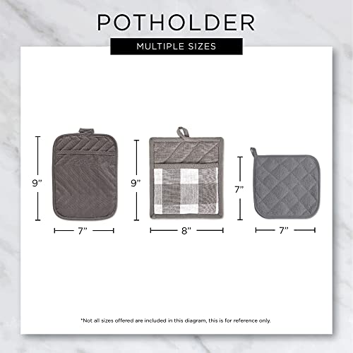 DII Heat Resistant Quilted Cotton Pot Holder Set, Designed with Space to Personalize Allowing a Customized Design, 7x9, Red, 3 Count
