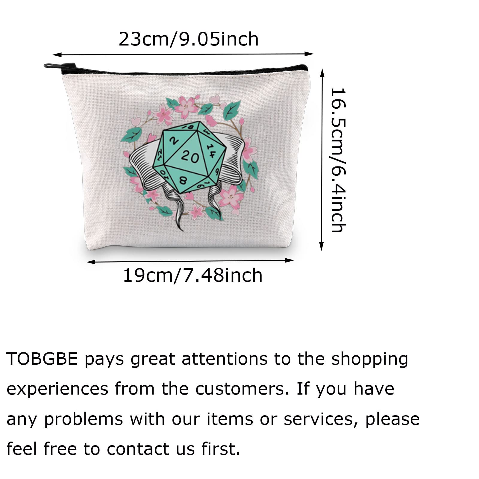 TOBGBE Role Playing Games Quote Gifts Dragon Armies Dice Pouch D&D Accessory Pouch Bag DM Games Makeup Bag TRPG Gift (flowers D&D bag)