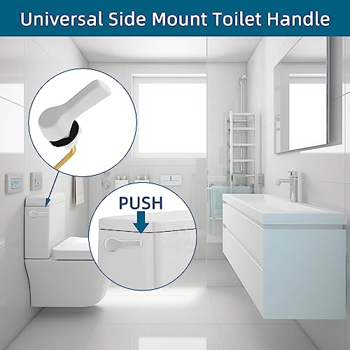 Hygie Rinse Universal Toilet Trip Lever Toilet Tank Side Mount Handle with 1pc Flapper Chain, Toilet Flush Lever Handle Toilet Handle Replacement Kit, White
