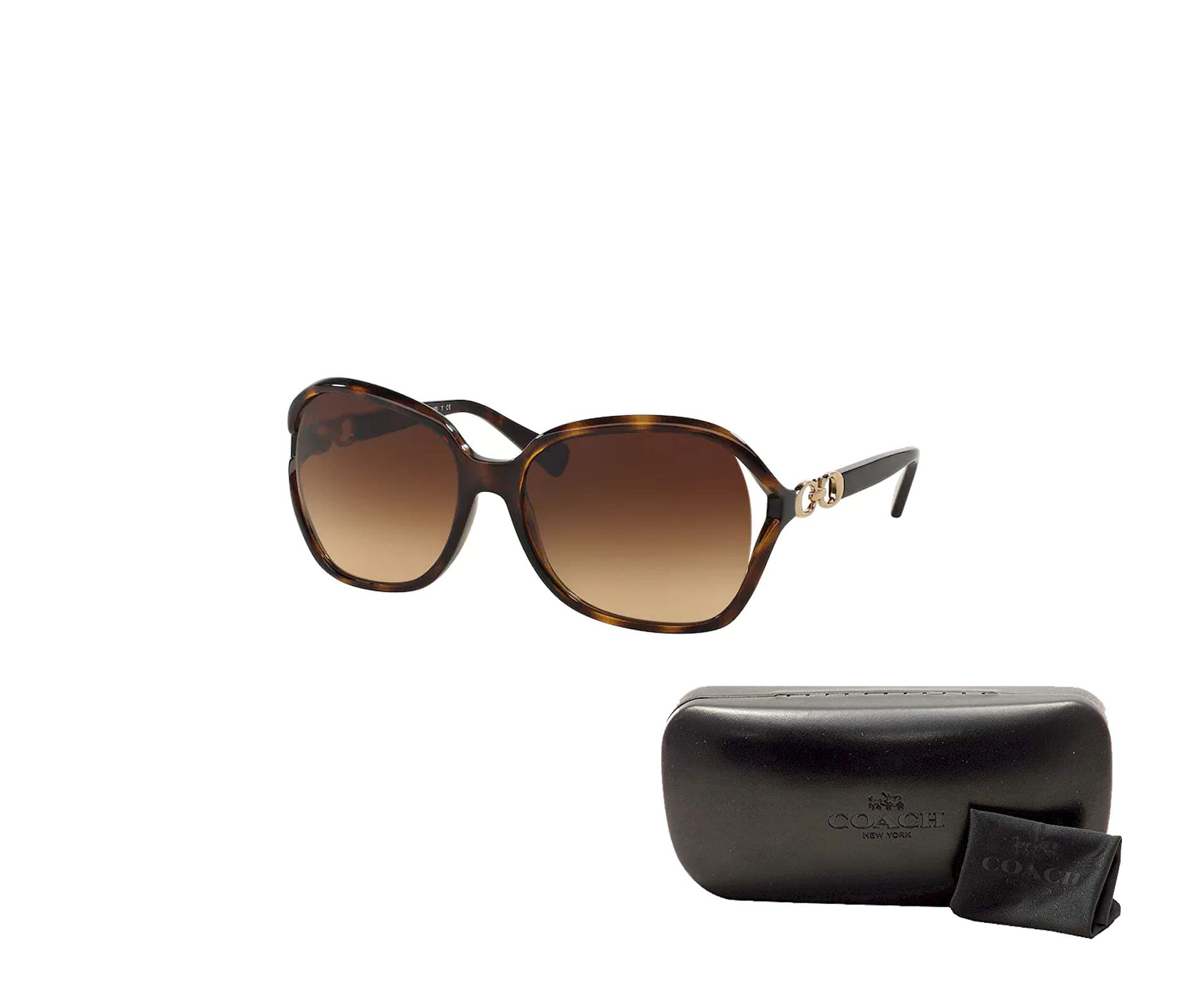 Coach HC8145 512013 60MM Dark Tortoise/Brown Gradient Butterfly Sunglasses for Women + BUNDLE With Designer iWear Eyewear Kit