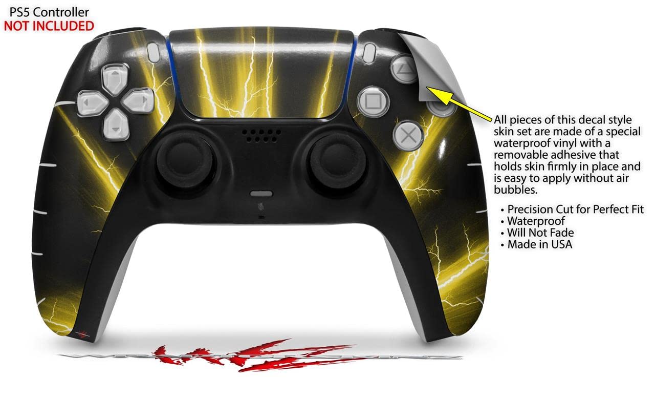 WraptorSkinz Skin Wrap compatible with Sony PS5 DualSense Controller Lightning Yellow (CONTROLLER NOT INCLUDED)