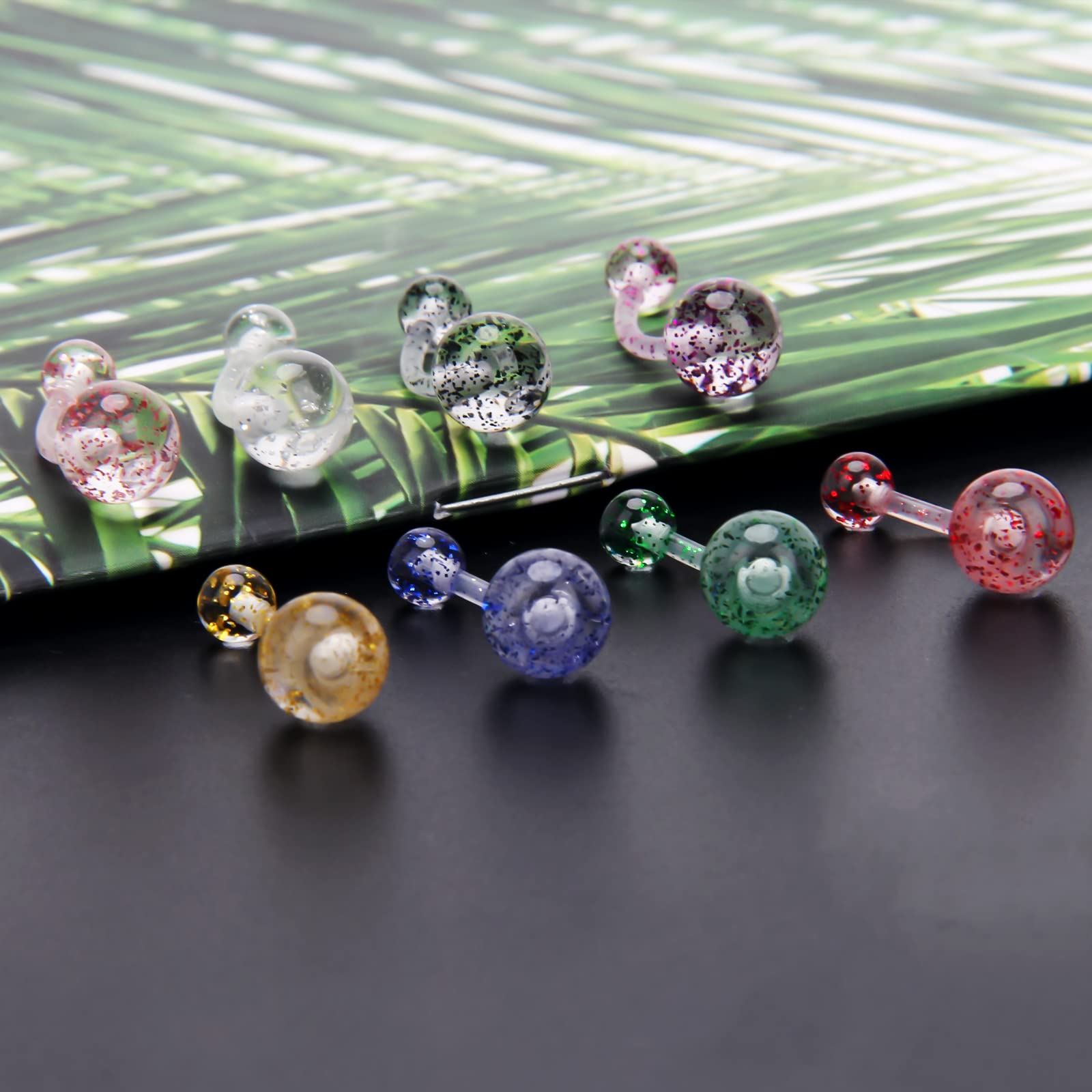 CrazyPiercing Bioflex Belly Bottom Ring 16G Glitter Belly Button Rings Muti-Color Clear Plastic Belly Button Rings Navel Rings Body Piercing Jewelry for Women Man (8 PCS), 16G US, Plastic, no gemstone