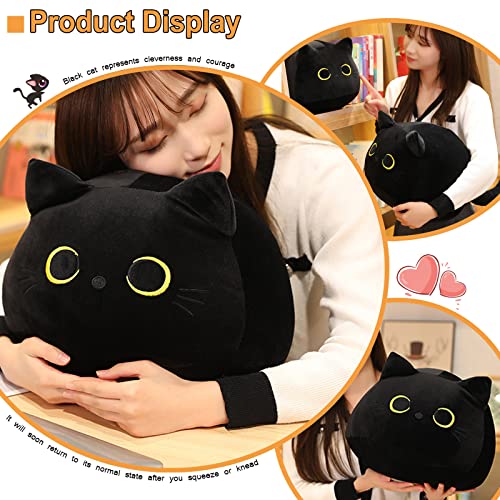 Yoruii Black Cat Plush Toy Black Cat Pillow, 21.6 Inch Creative Cat Shape Pillow, Cute Cat Plush Toys, Stuffed Animal Pillow, Cat Plush Toy Pillow for Valentines Birthday Gift