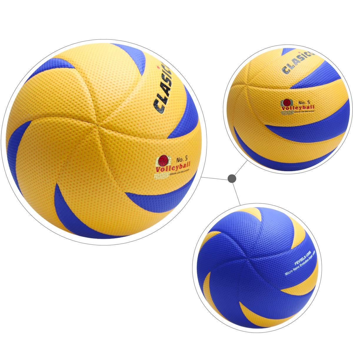 CLASICO Super Soft Touch Janpan Material Volleyball Ball Micro Fabric Size 5 Laminated Indoor Practise & Outdoor Training for Junior/Adults Upgrade Package with Free Charge Pump & Needles Included