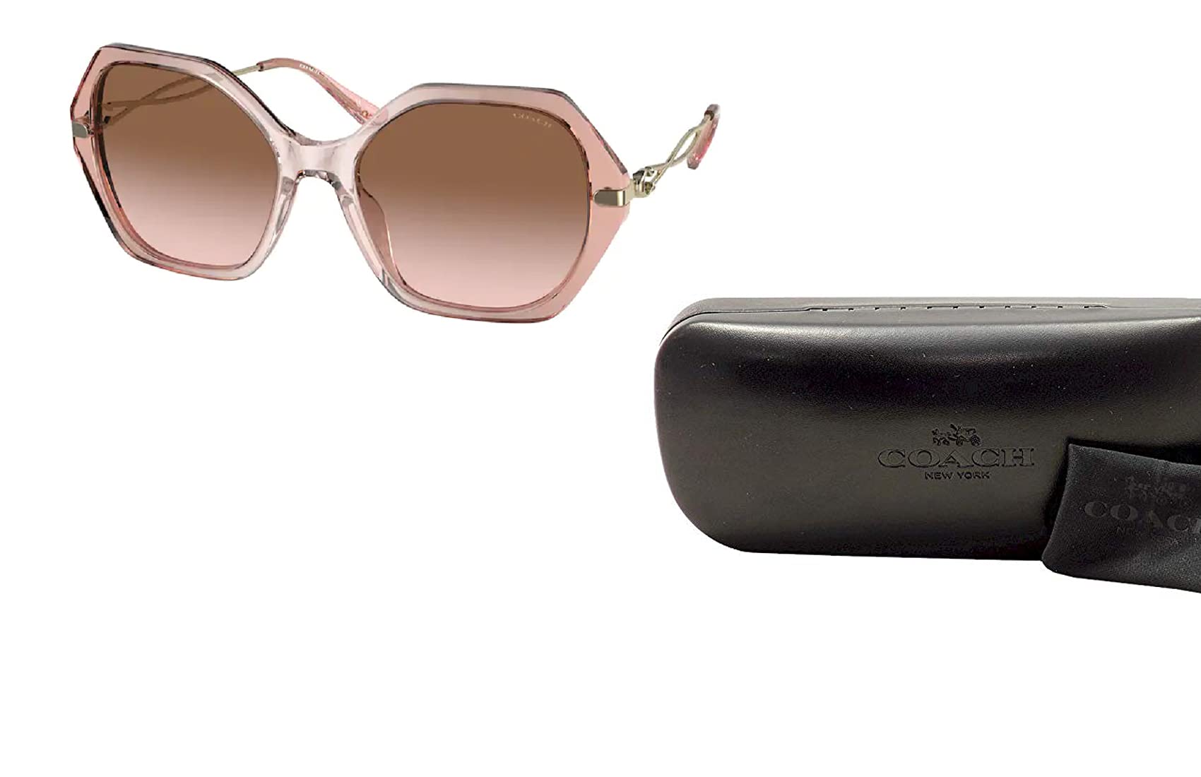 Coach HC8315 57MM Gradient Transparent Peach/Brown Rose Gradient Irregular Sunglasses for Women + BUNDLE with Designer iWear Eyewear Kit