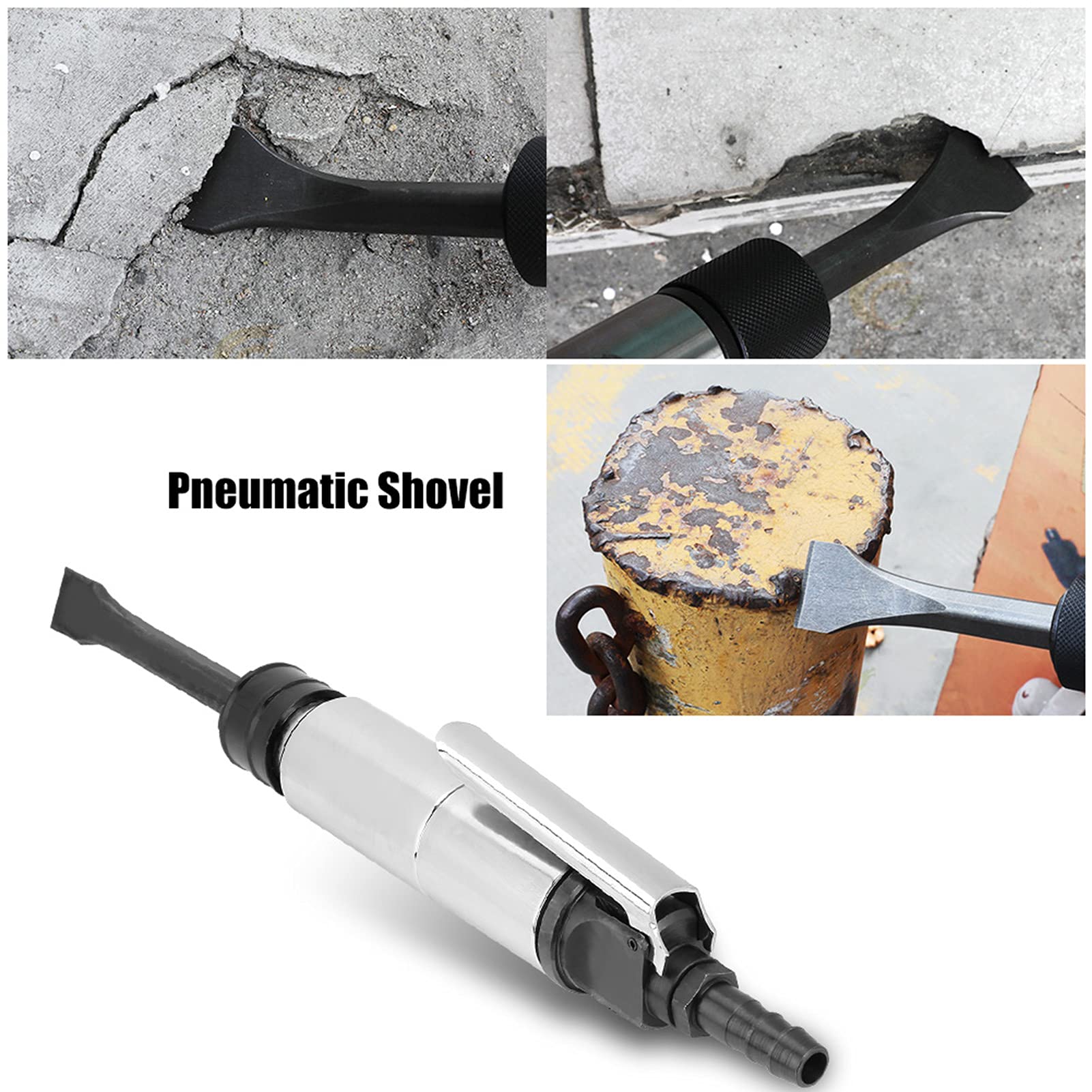 Oumefar Pneumatic Hammer Shovel Tool Industrial Powerful Handle Straight Type Air Chisel Pneumatic Hammer Shovel Tool Set with Straight and Arc Scraper Cutter