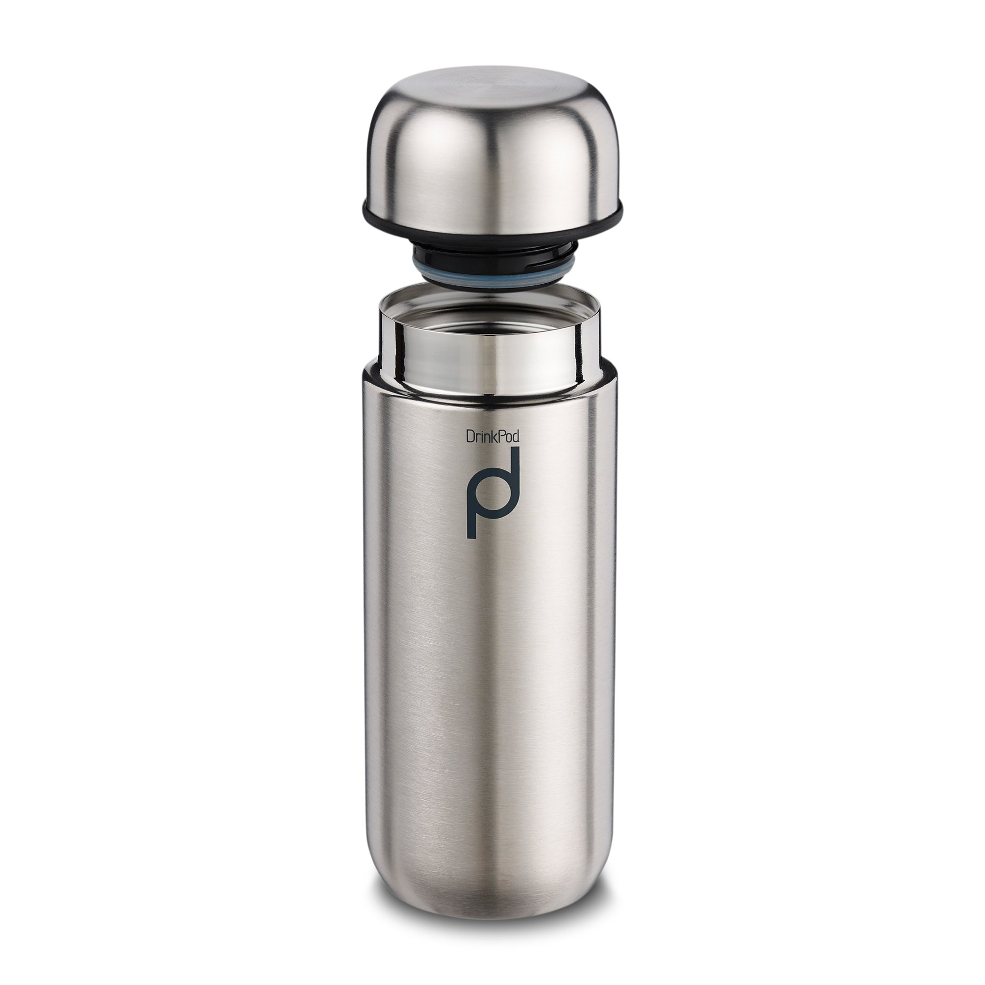Drinkpod Grunwerg Vacuum Insulated Capsule Flask, Stainless Steel, Satin, 200ml
