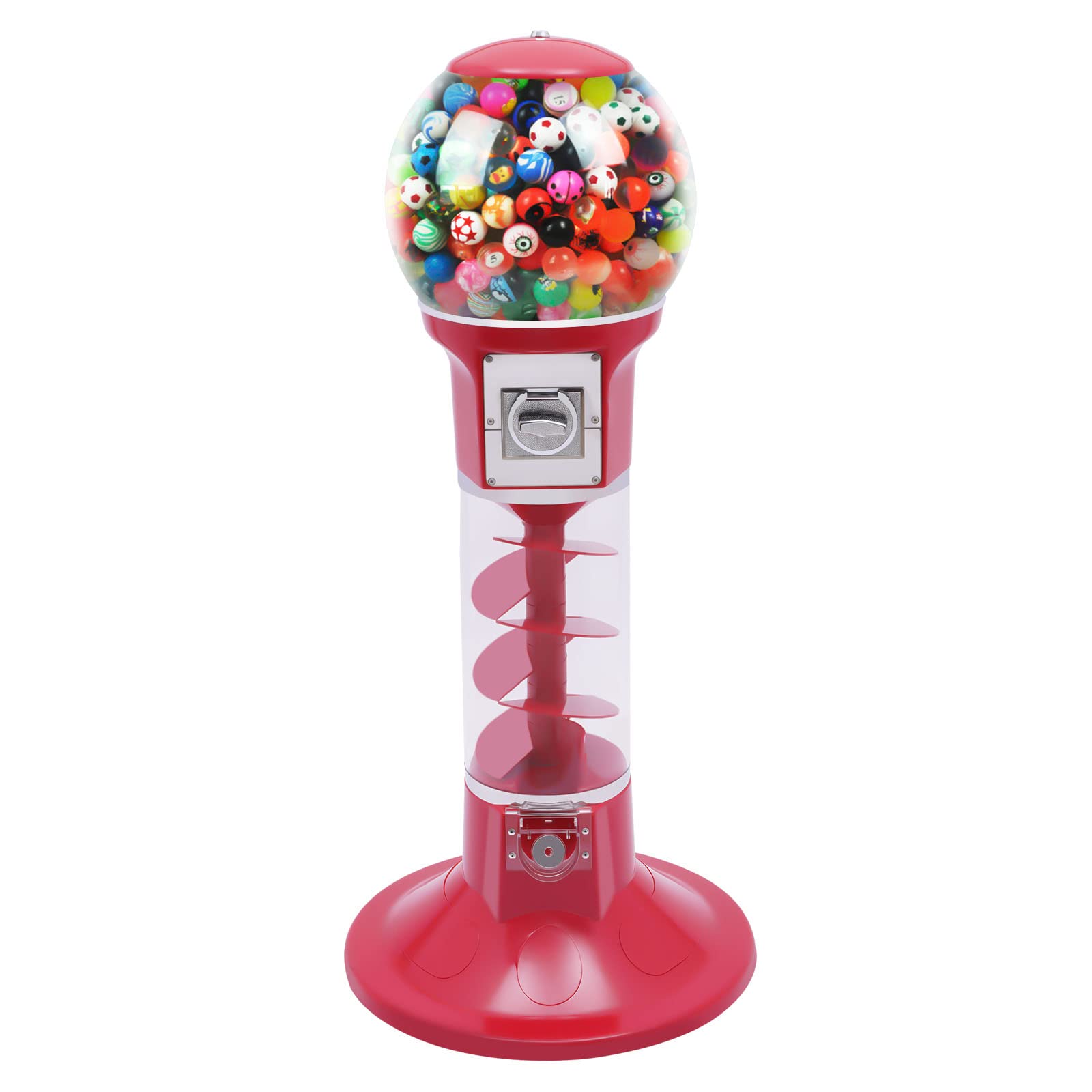 Commercial Vending Machines, Large Spin and Drop Gumball Machine Kids Twirling Style Candy Dispenser for Stores, Amusement Parks, Hypermarkets, Game Halls, Shopping Malls (Red)