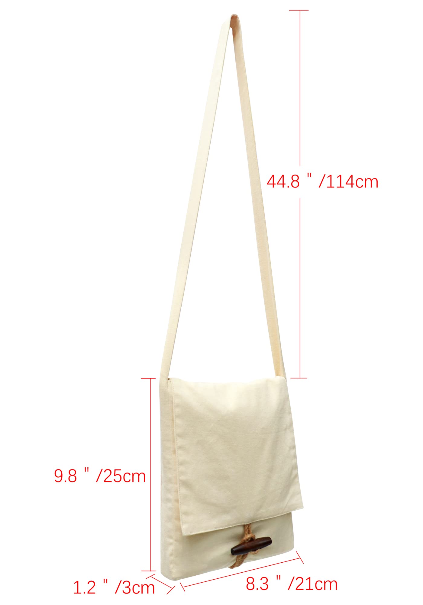 FURPHI Medieval Canvas Shoulder Bag Small Large Pilgrim Pouch Bag with Horn Button(Brown)